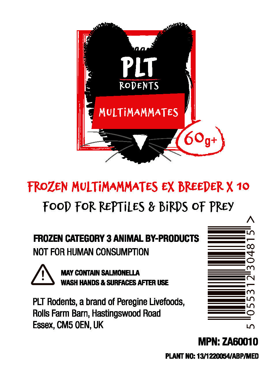 PLT Frozen Multimammate Ex Breeder 60g+ 10 Pack — The Reptile Hotel