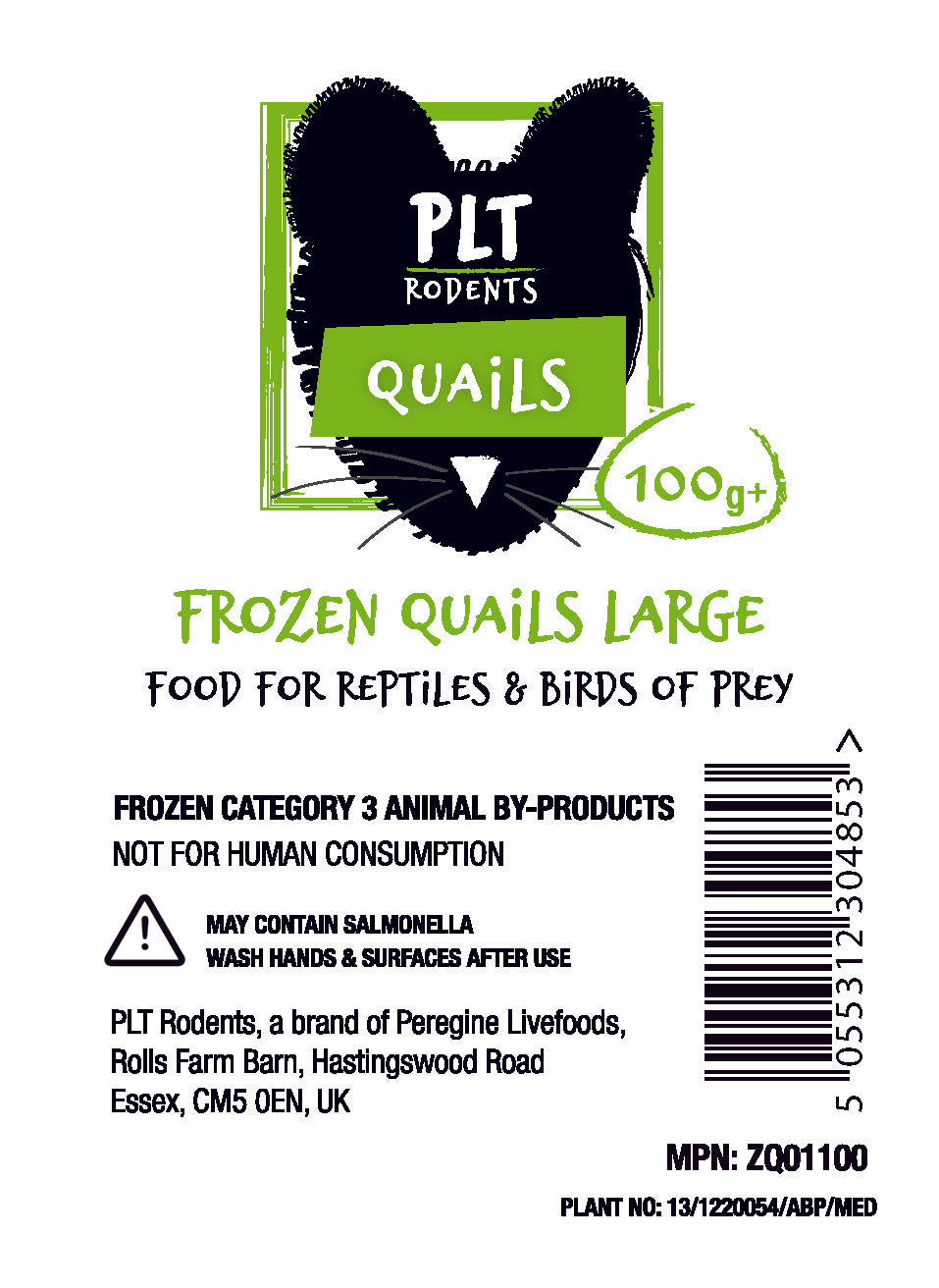 PLT Frozen Quail Large 100g+ — The Reptile Hotel