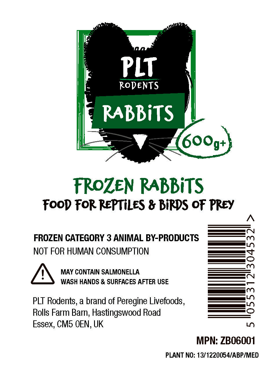 PLT Frozen Rabbit 600g+ — The Reptile Hotel